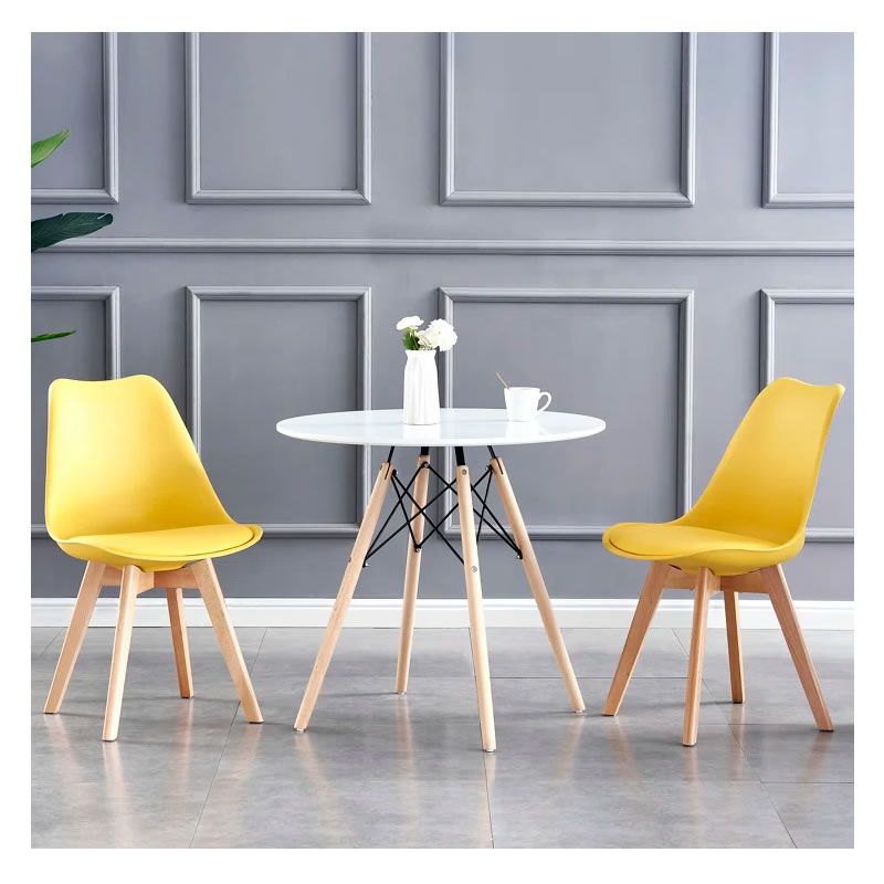 Modern Wooden Leg Chair – 2 Piece – Yellow – Werdafurn Furniture