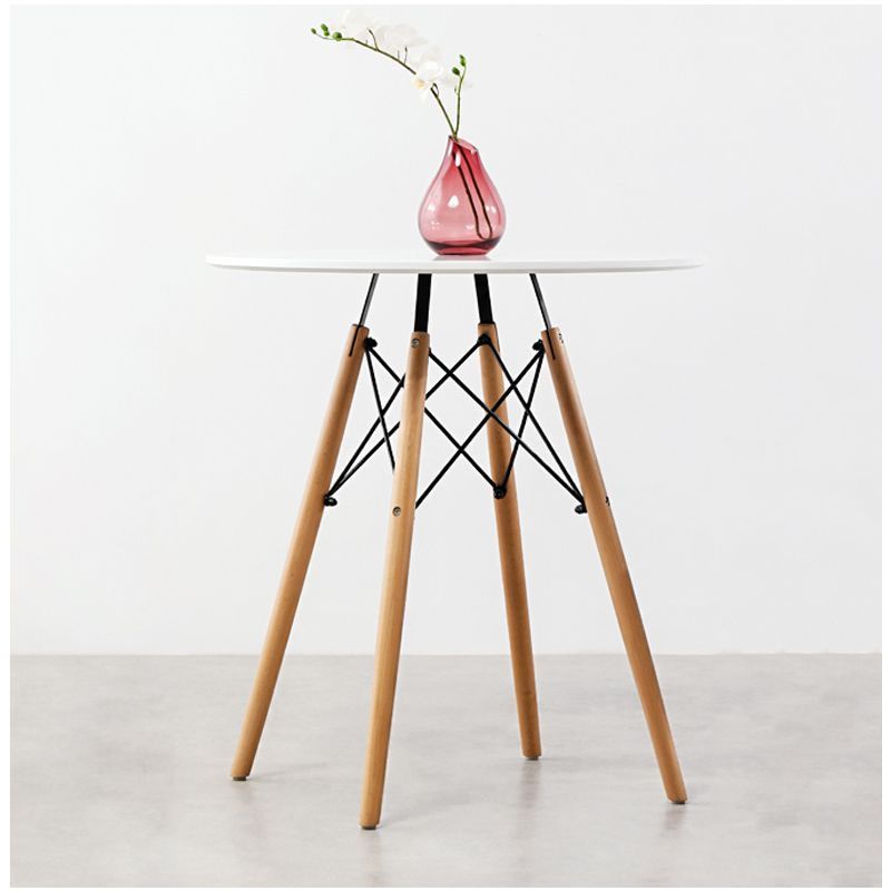 Round Wooden Legs Round Table – T08-80 – White – Werdafurn Furniture