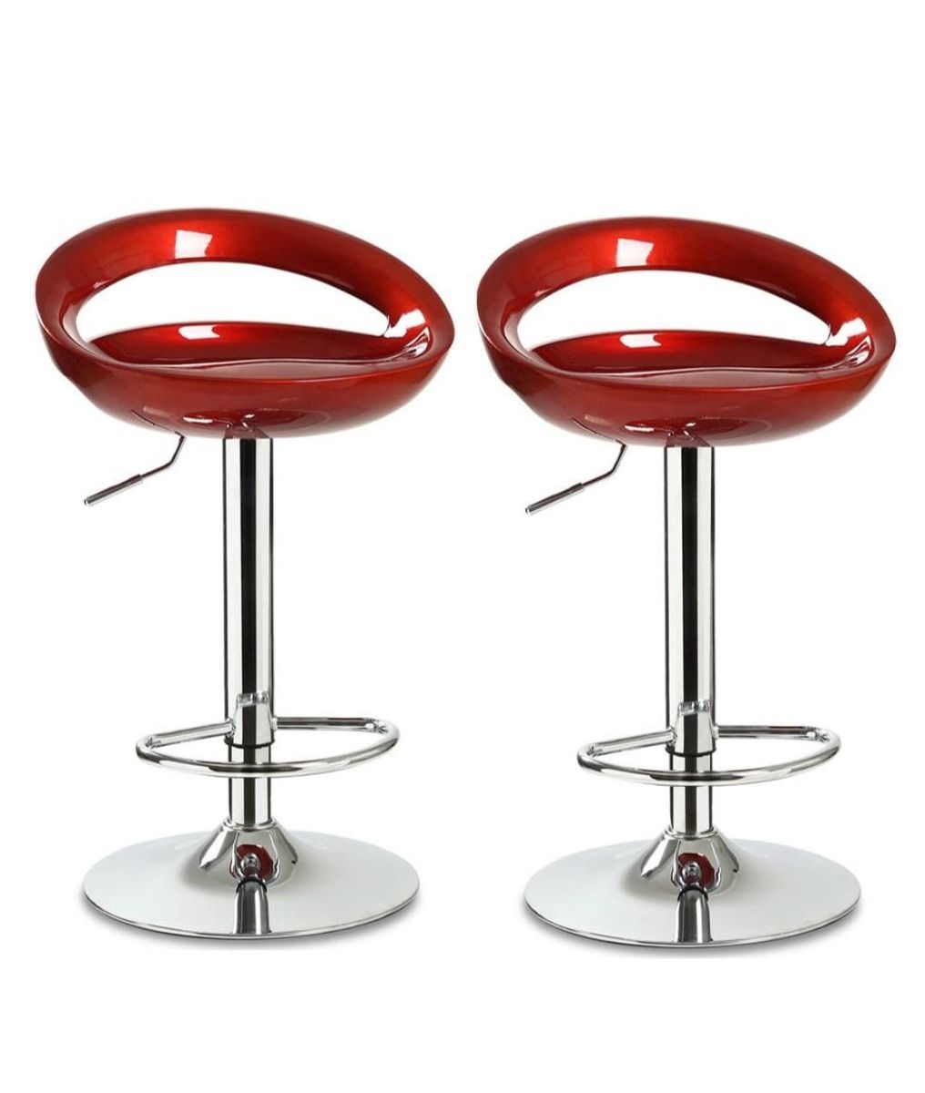 Set Of 2 Modern Stylish Kitchen Breakfast Bar Stools – Red – Werdafurn ...