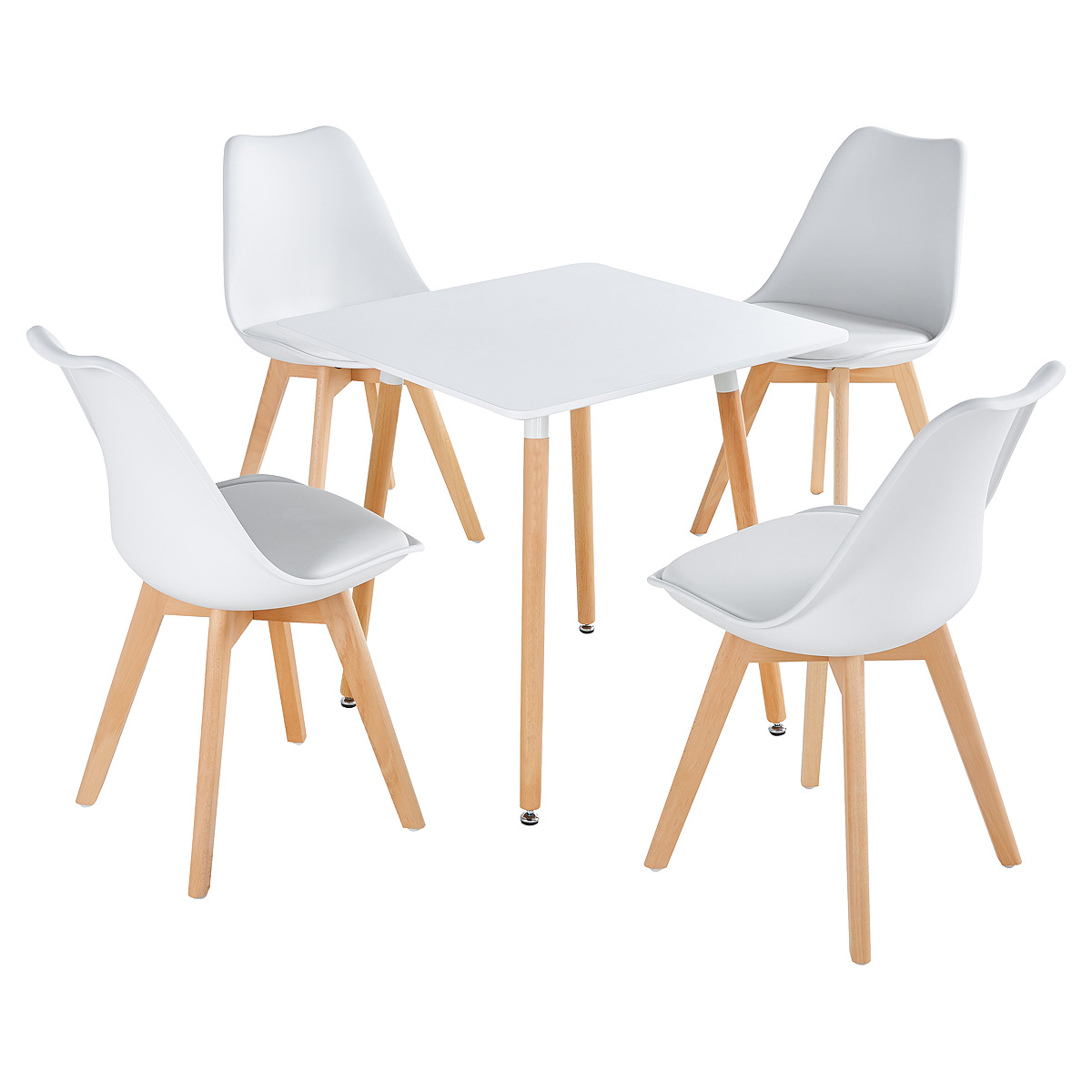 Dining Suite / Set – White Square Dining Table with Four Padded Chairs ...