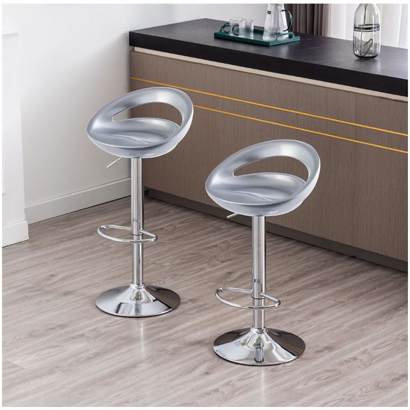 Set of 2 Adjustable Swivel Bar Stools – Silver – Werdafurn Furniture