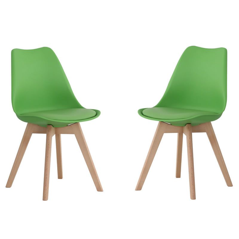 Modern Wooden Leg Chair – 2 Piece – Green – Werdafurn Furniture