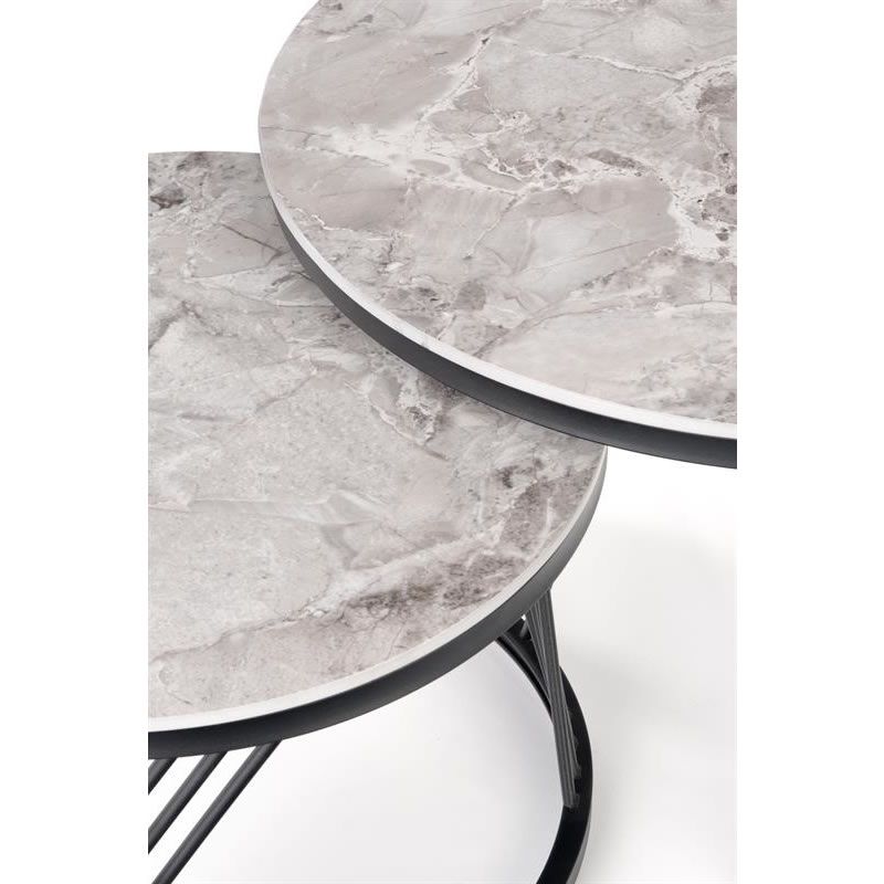 Set of Two Round Coffee Tables with Grey Ceramic Top – Werdafurn Furniture